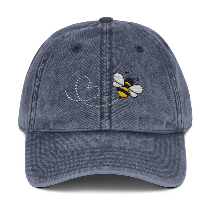 Embroidered Bee Baseball Cap, Vintage Cotton Twill Hat - Etsy