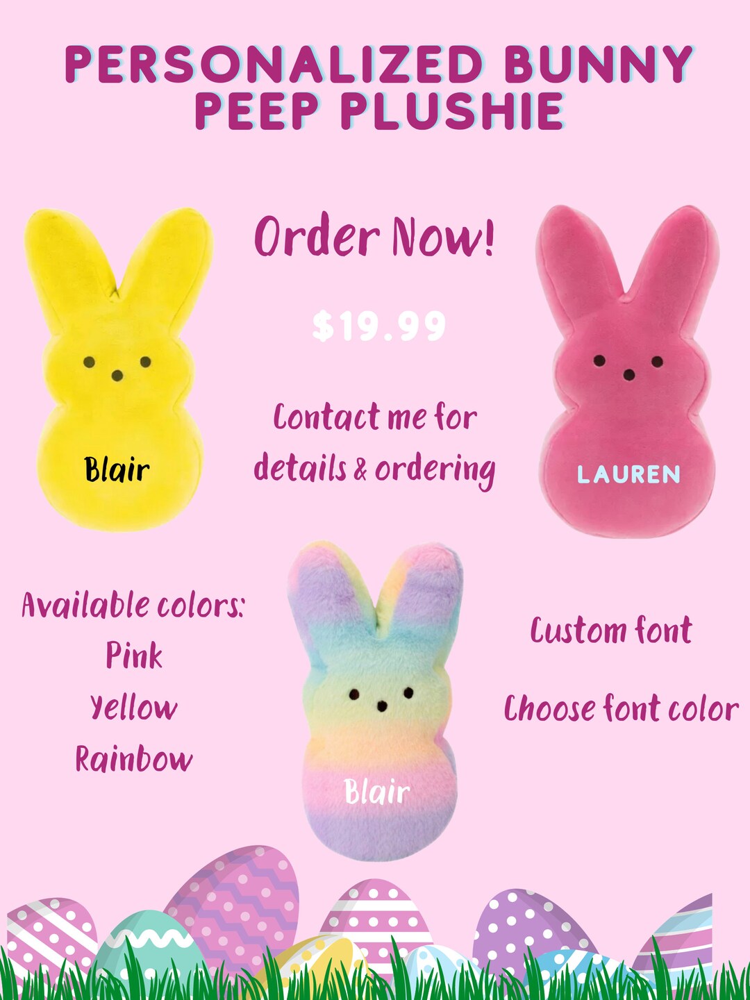 Personalized Bunny Peep Plushie Large 15 Inch - Etsy