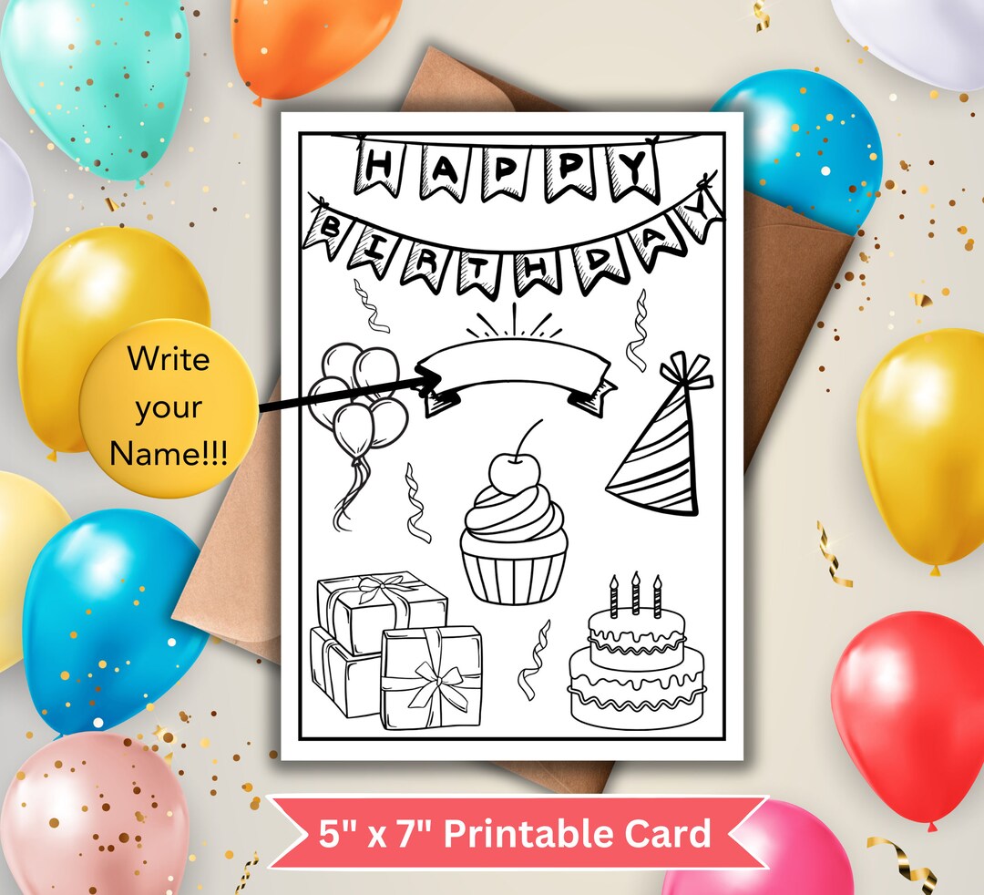 Happy Birthday Card |printable 5 X 7 Birthday Card | Instant Download ...