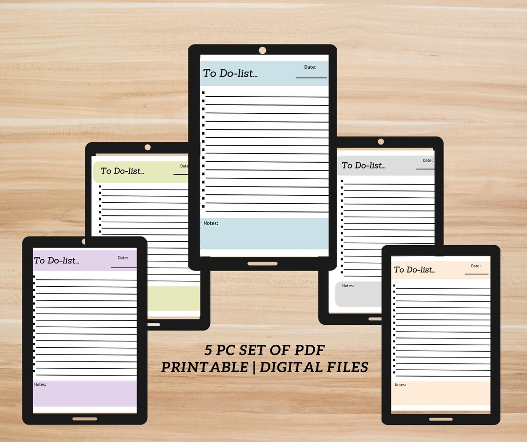 5 Pcs X to Do List PDF Printable | Bundle – Digital Files for Instant ...