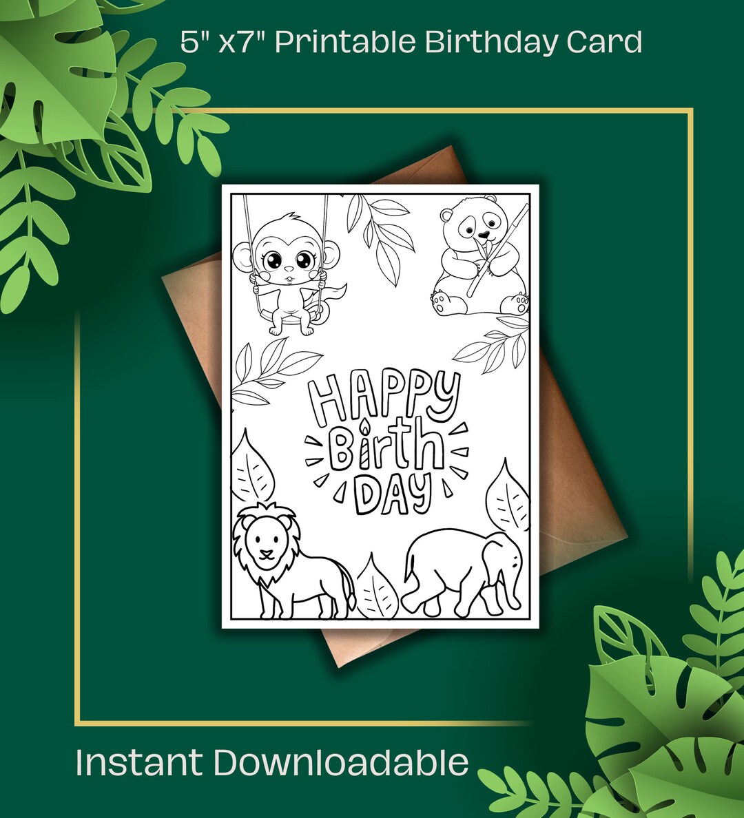 Happy Birthday Card |printable 5 X 7 Birthday Card | Instant Download ...