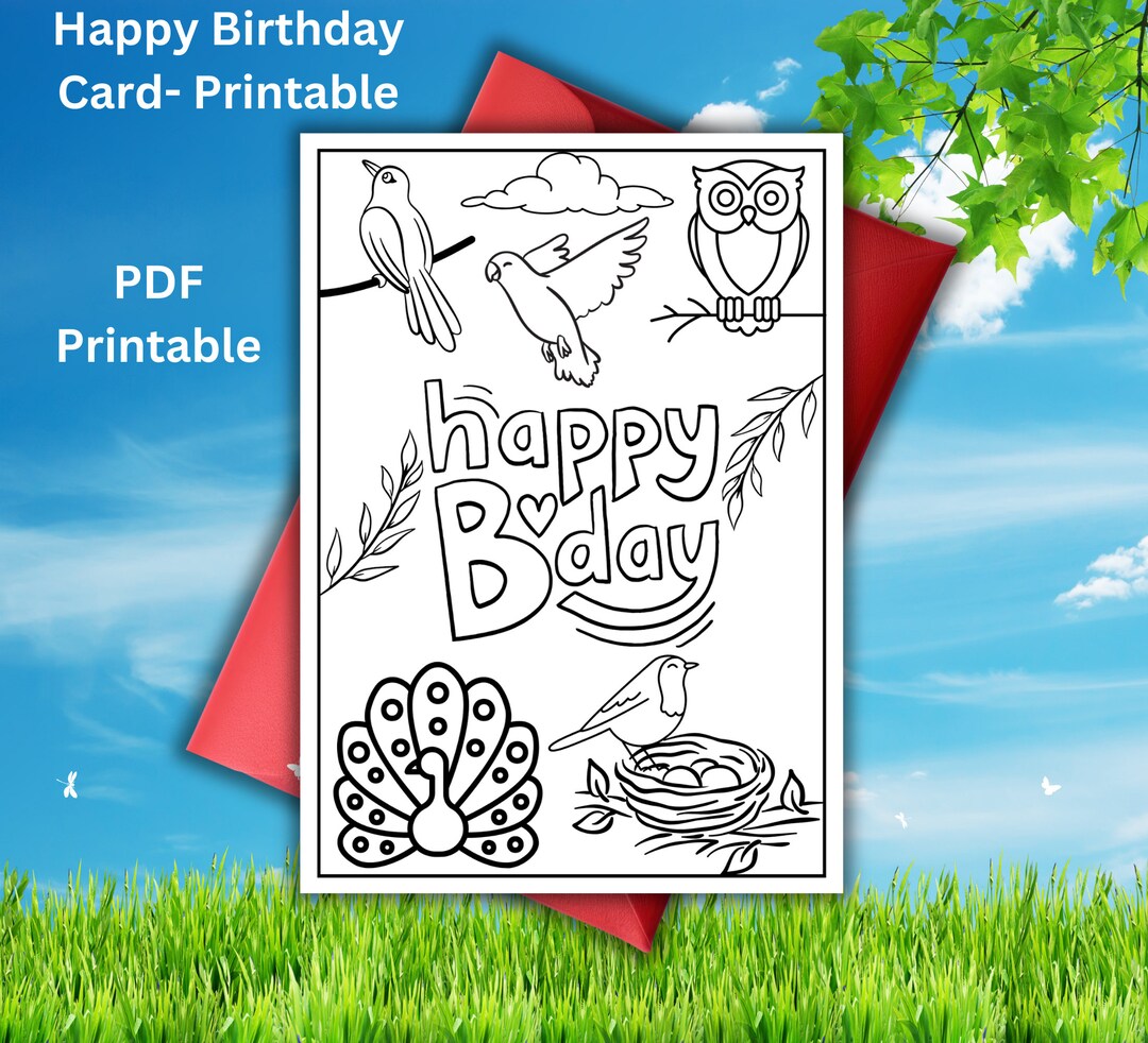Happy Birthday Card |printable 5 X 7 Birthday Card | Instant Download ...