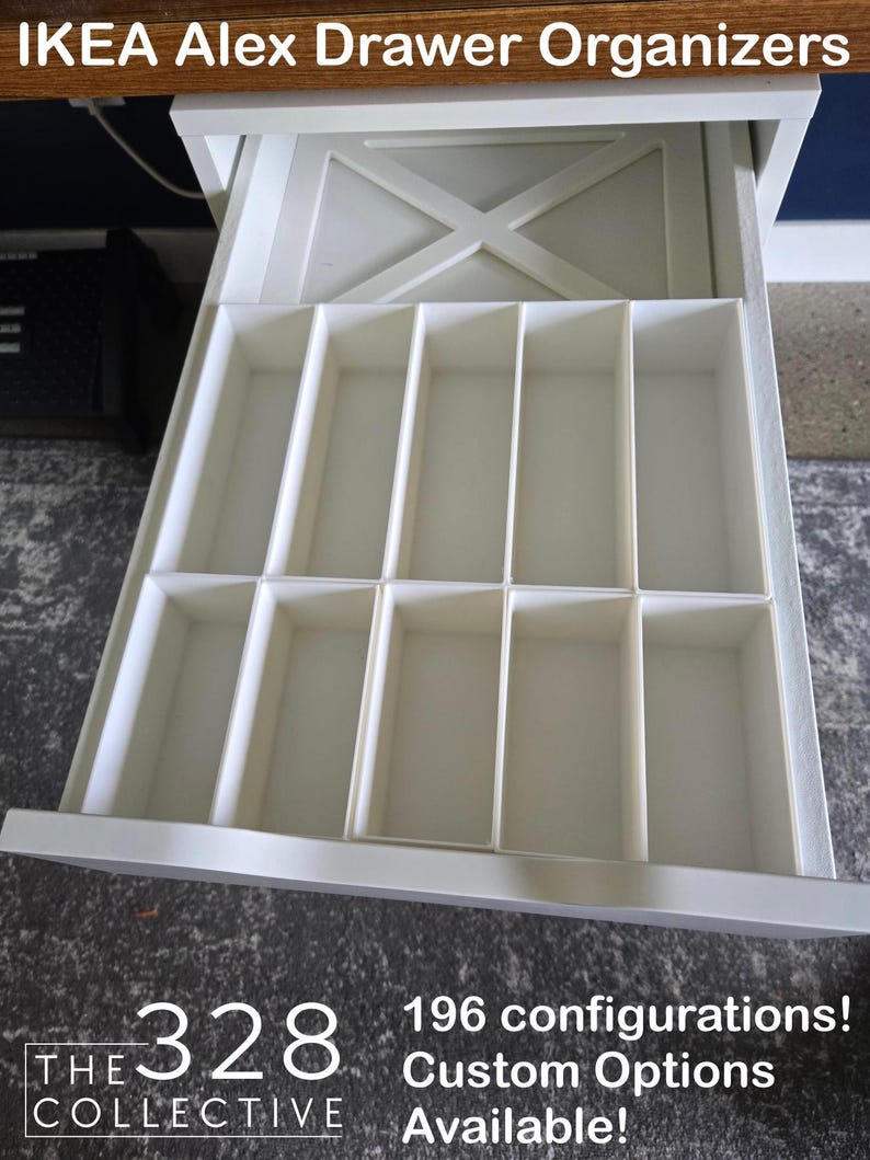 Drawer Organizer for IKEA Alex | Modular White Bins | Storage ...
