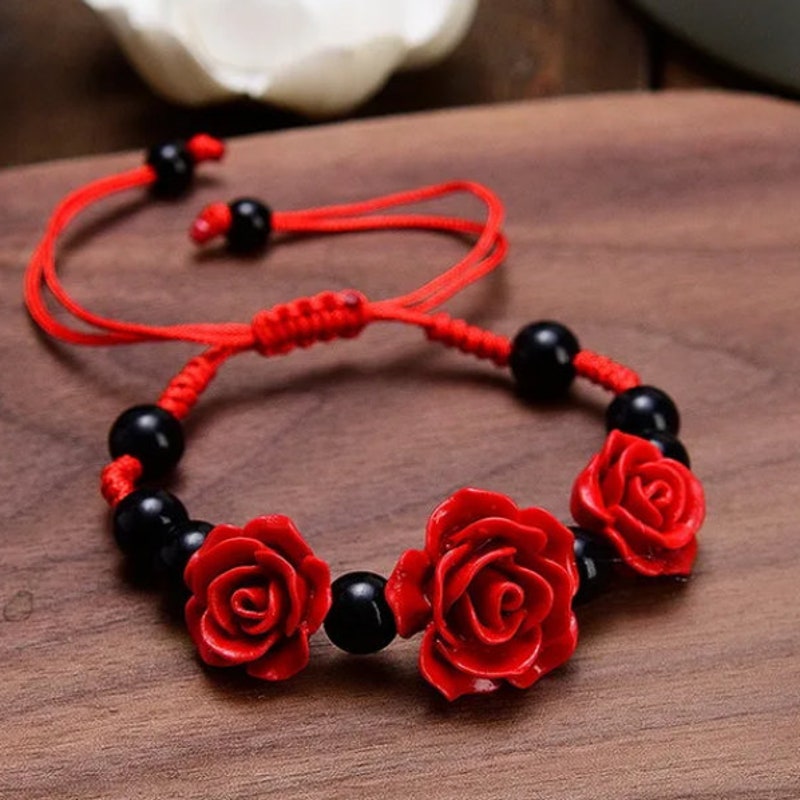 Red Rose Bracelet - Etsy