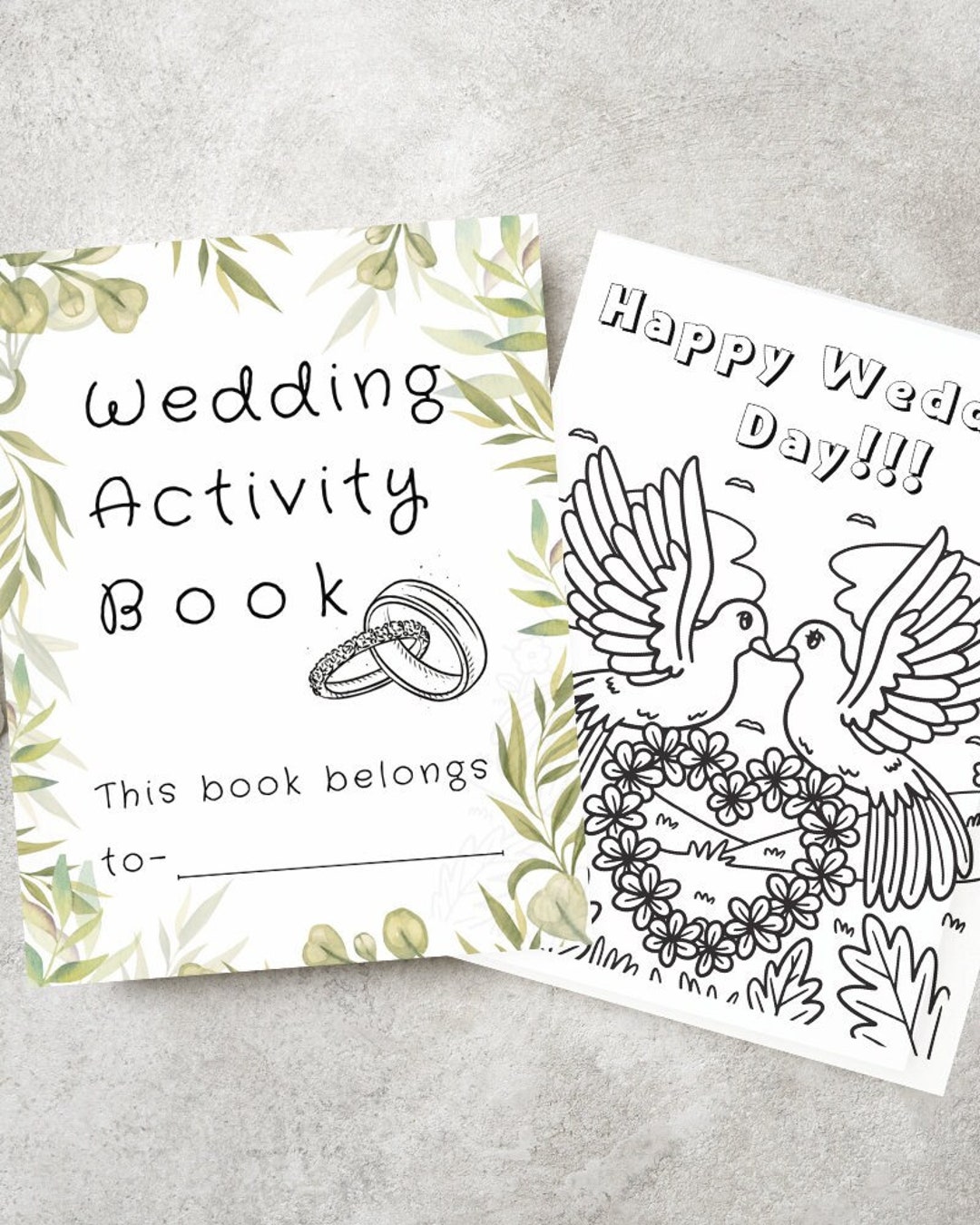 Botanical Eucalyptus Fun Kids Activity Book for Wedding Coloring Word ...