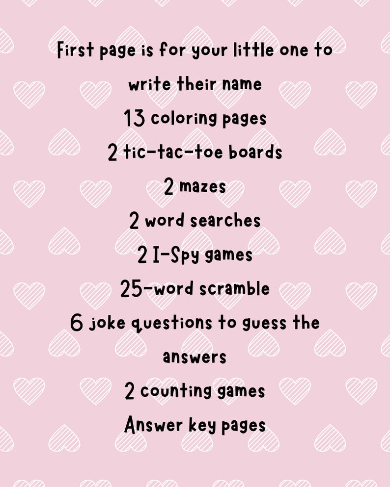 Kids Valentines Activity Book Coloring, Word Scramble, Word Search ...