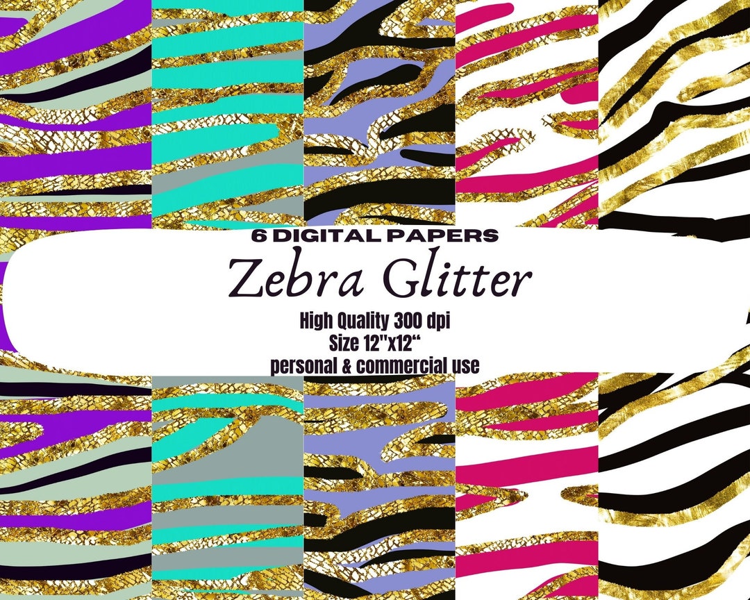 Zebra Glitter Digital Papers, Zebra Glitter Elegance Print Digital ...