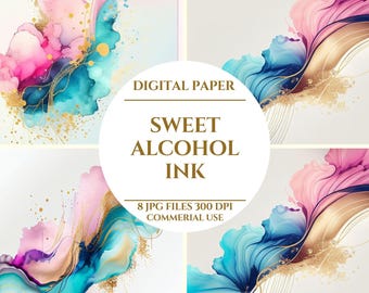 Gold Glittering Sweet Alcohol Ink Digital Paper Volume 1,alcohol Ink ...