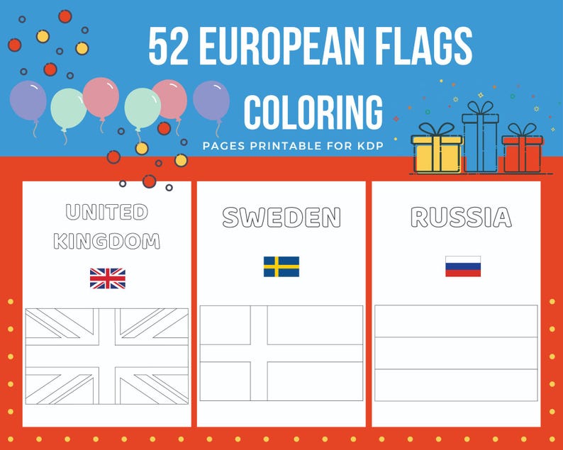 European Flags Coloring Pages Printable for Kids | PDF File US Letter ...
