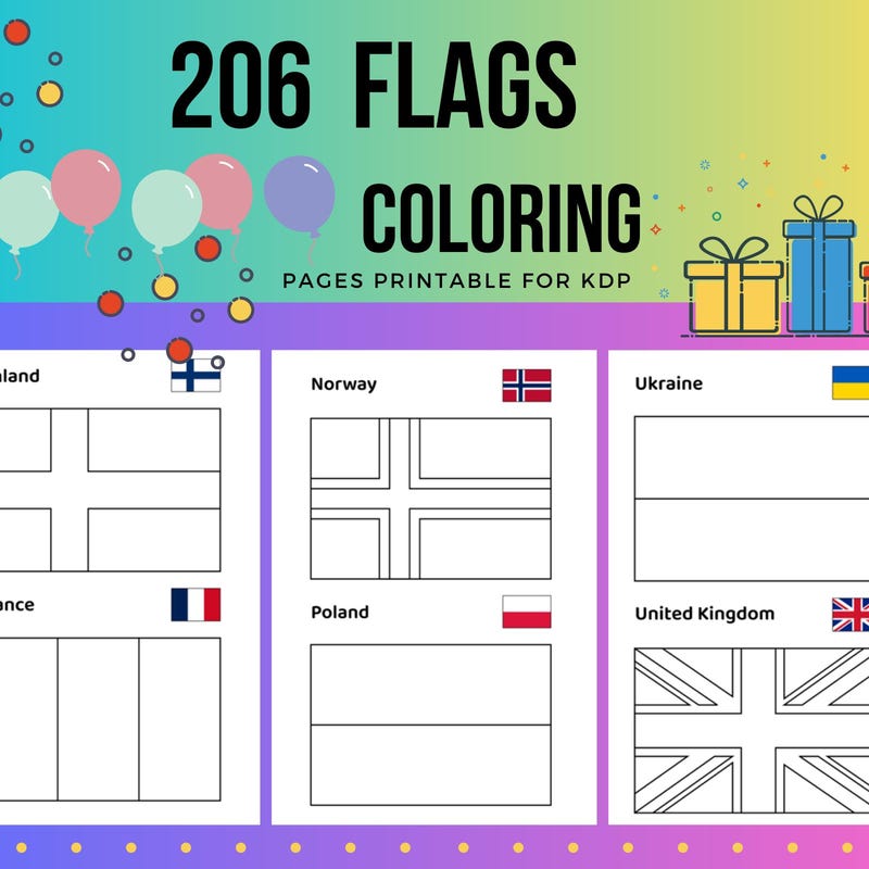 Word Flags Coloring - Etsy