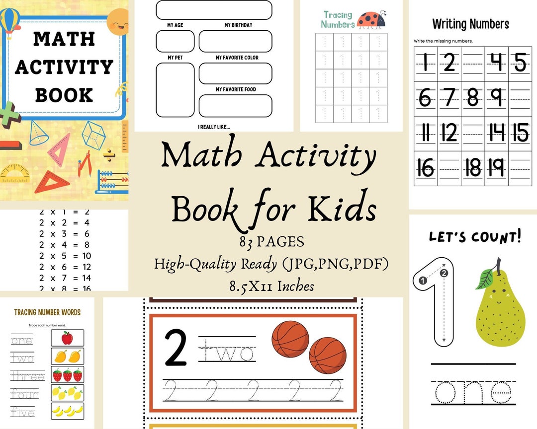 Math Activity Book for Kids, Preschoolers Pages Printable for Kids, Fun ...