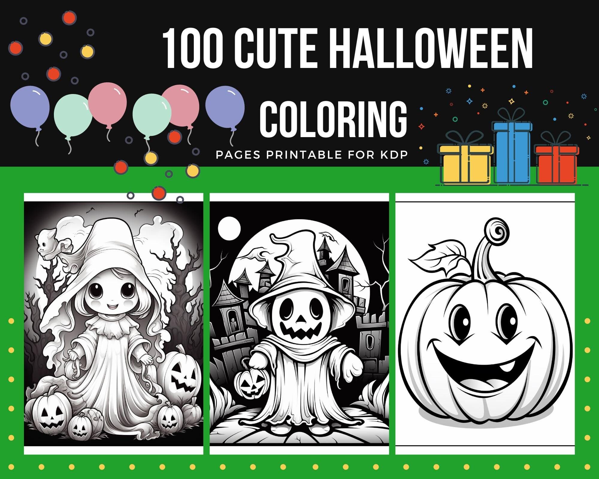 100 Cute Halloween Coloring Pages Printable for Kids | PDF Jpg Png File ...