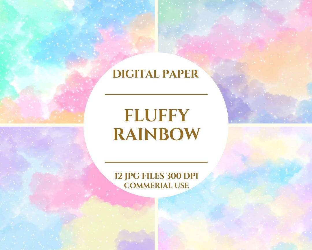 Fluffy Rainbow Digital Paper, the Magic of the Fluffy Rainbow, the ...