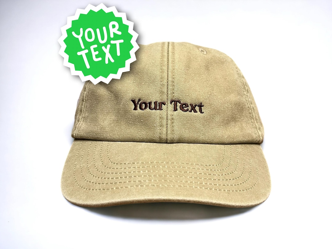 Custom Text Personalised Serif Font Embroidered Low Profile Baseball ...