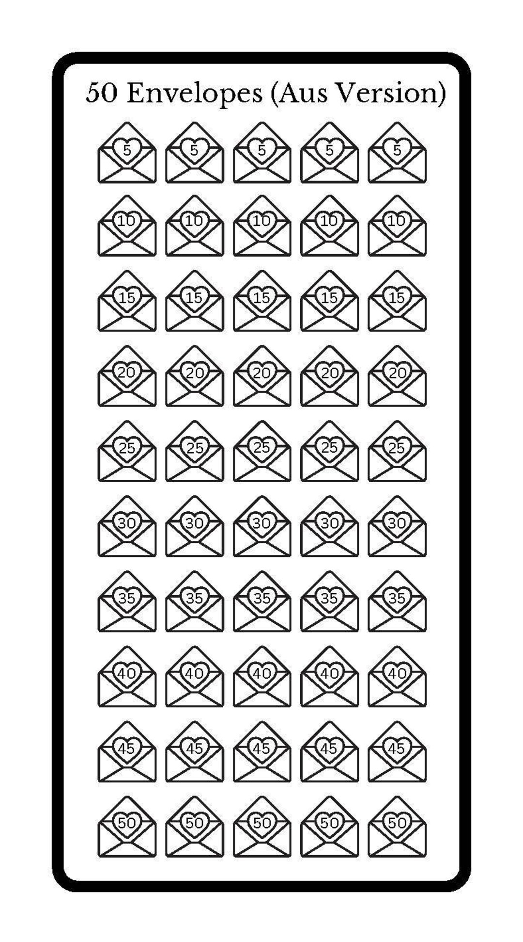 50 Envelope Challenge Aus Version | A6 Download, Printable, PDF ...