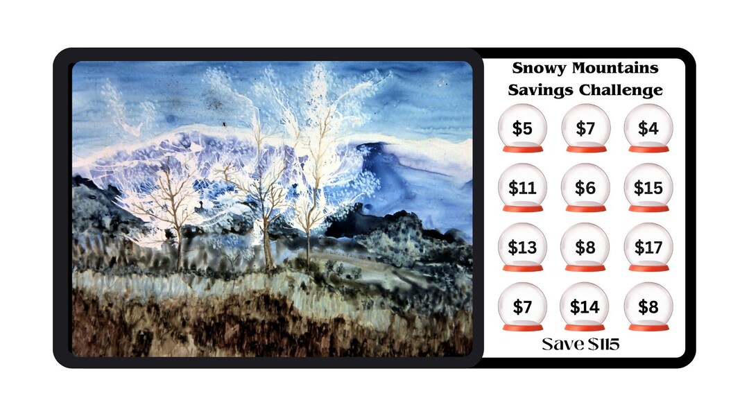 Snowy Mountain 115 Dollar Savings Challenge Download, Printable, PDF ...