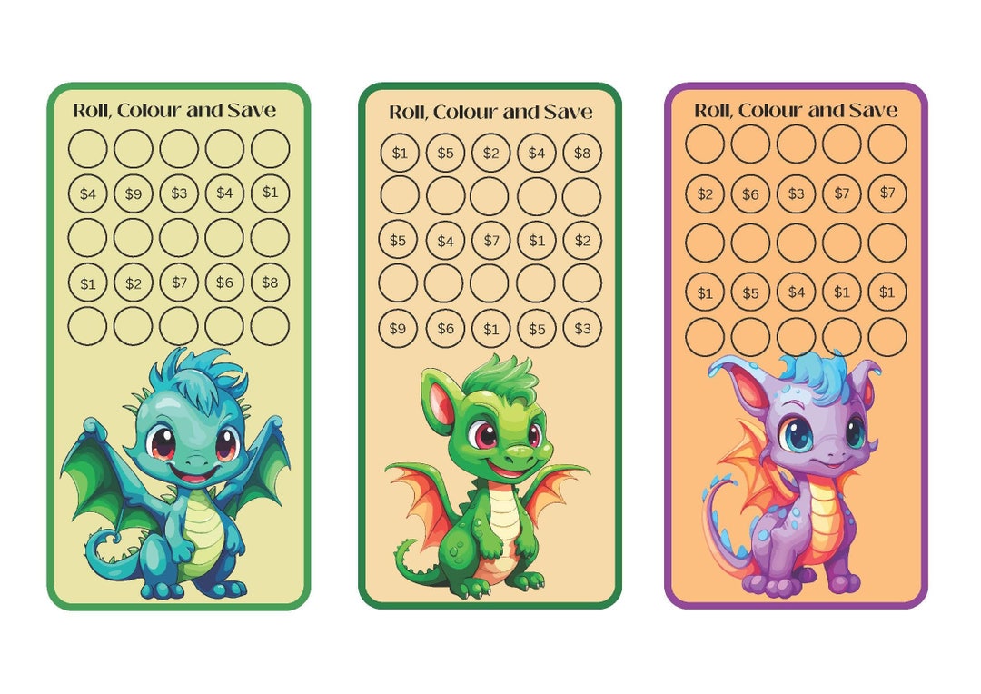 Dragon Theme Roll, Colour and Save Mini Savings Challenge | Download ...