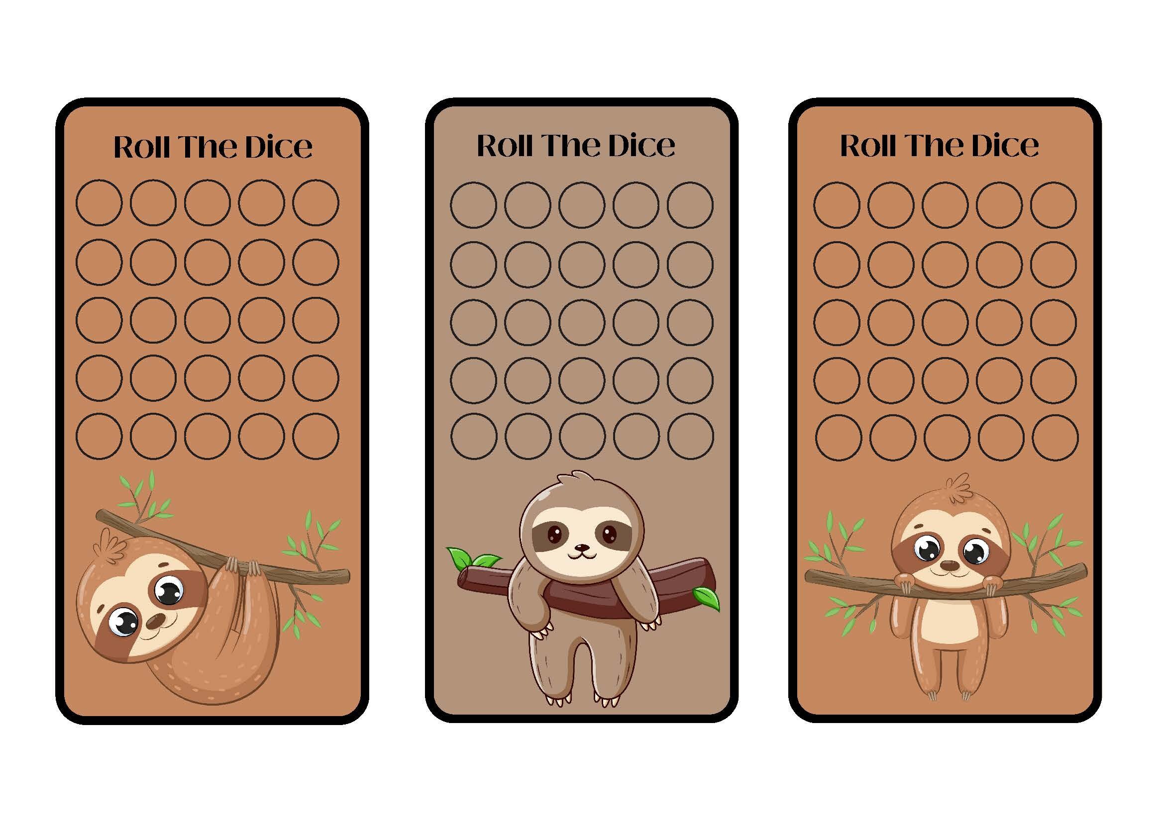 Mini A6 Sloth Roll the Dice Savings Challenge Download, Printable, PDF ...