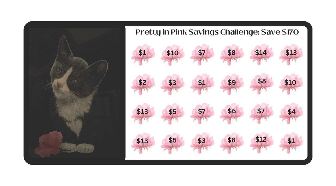 Pretty in Pink 170 Dollar Savings Challenge Download, Printable, PDF ...