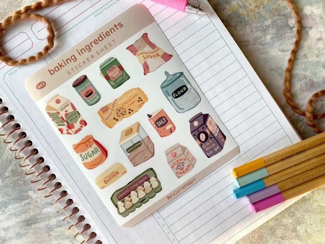 Baking Sticker Sheet Cute Bakery Sticker Cozy Sticker - Etsy