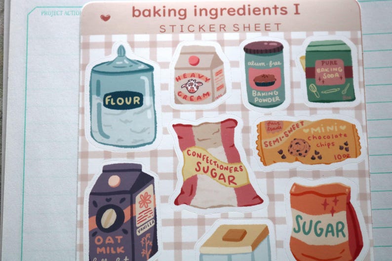 Baking Ingredients Sticker Sheet: Cozy Kitchen Planner Stickers - Etsy