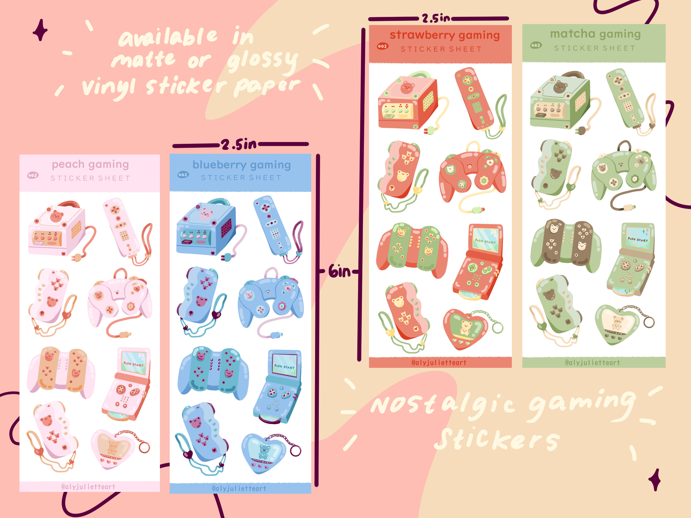 Cute Video Game Sticker Sheet, Green Gaming, Cute Video Game Stickers ...