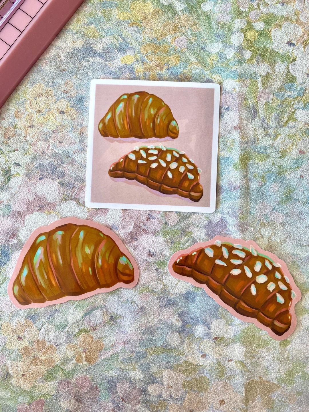 Croissant Sticker Set: Almond, Butter, Bakery Stickers - Etsy