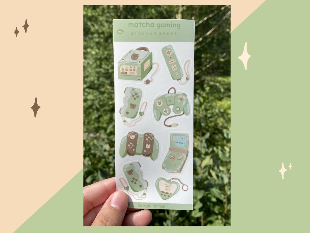 Cute Video Game Sticker Sheet, Green Gaming, Cute Video Game Stickers ...