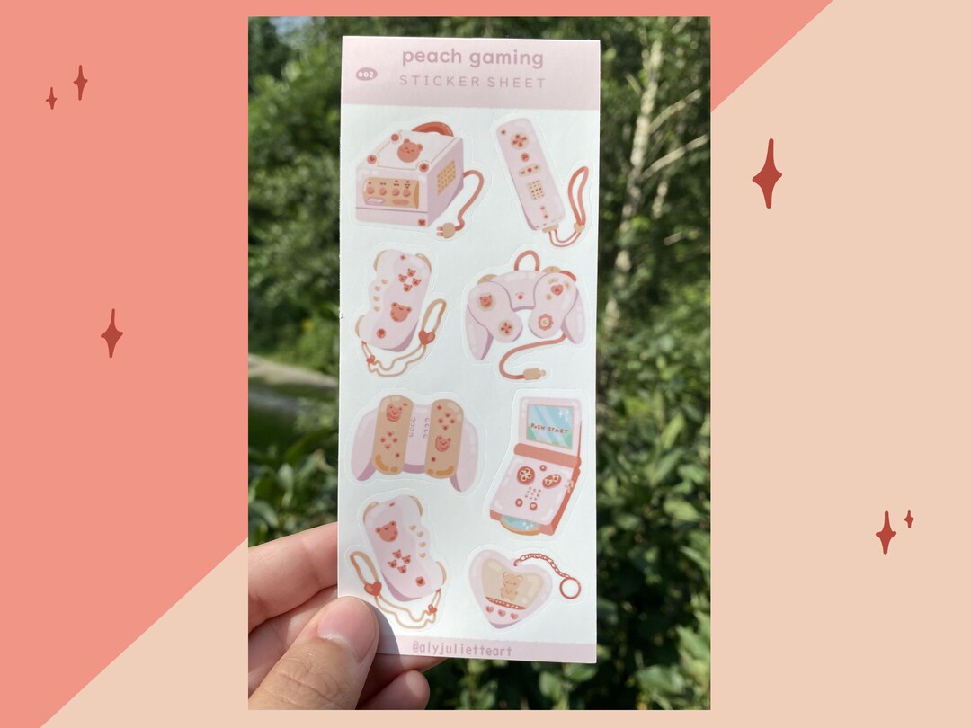 Cute Video Game Sticker Sheet, Pink Gaming, Cute Video Game Stickers ...