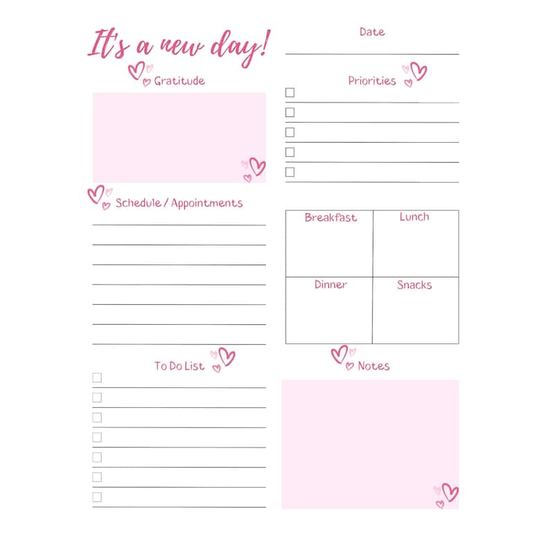 Cute Pink Daily Planner | Keep Track of Your Days | Printable Planner ...