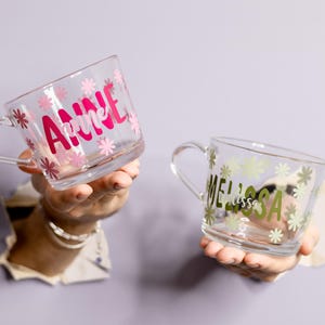 Personalised Name Glass Mug, Custom Coffee Mug, Special Name Tea Mug ...