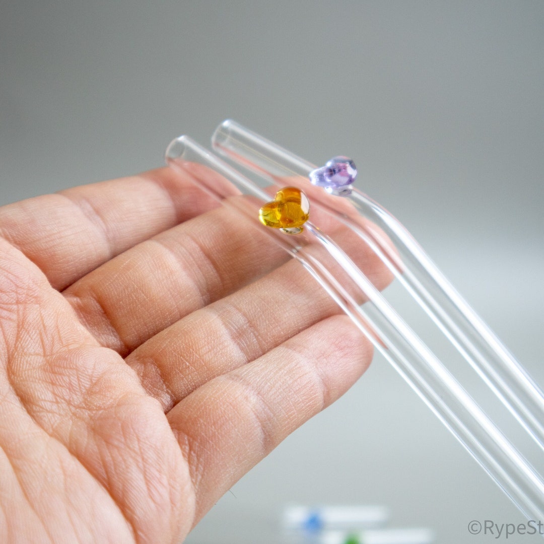 Heart Glass Straw, Cute Heart Shaped Straw, Unique Elegant Glass Straw ...
