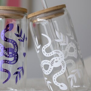 Mystic Snakes Glass Cup, Witchy Libbey Glass Can Glass Straw ...