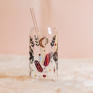 Mystic Snakes Glass Cup, Witchy Libbey Glass Can Glass Straw ...