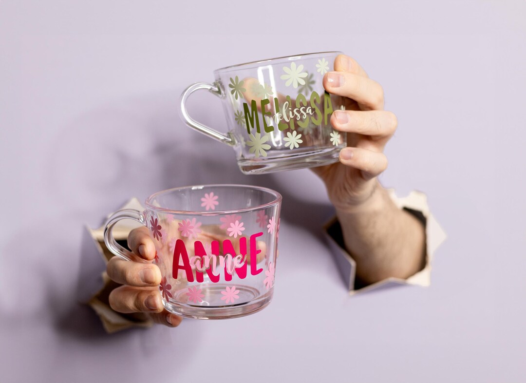 Personalised Name Glass Mug, Custom Coffee Mug, Special Name Tea Mug ...