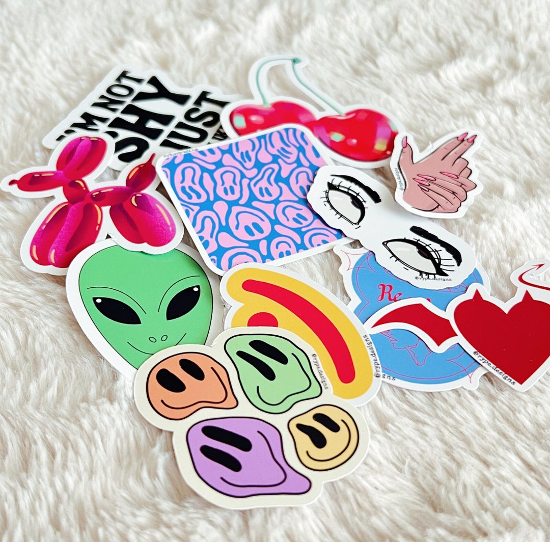 11 Cool Sticker Set, Bold Girl Waterproof Sticker Set, 2yk Glossy Die ...