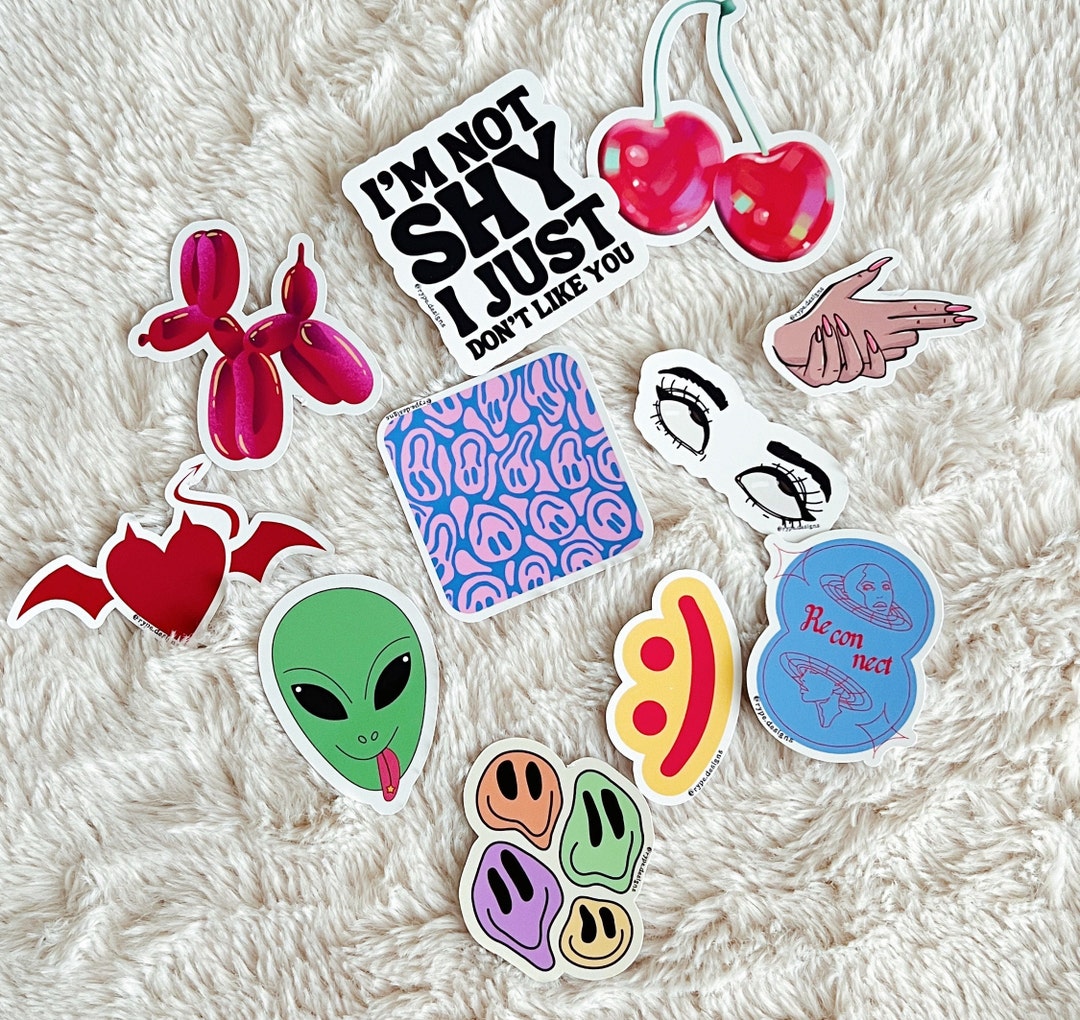 11 Cool Sticker Set, Bold Girl Waterproof Sticker Set, 2yk Glossy Die ...