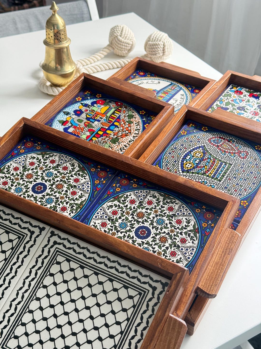 Handmade Ceramic Tray, Keffiyeh Design From Palestine, Artisan Pottery ...
