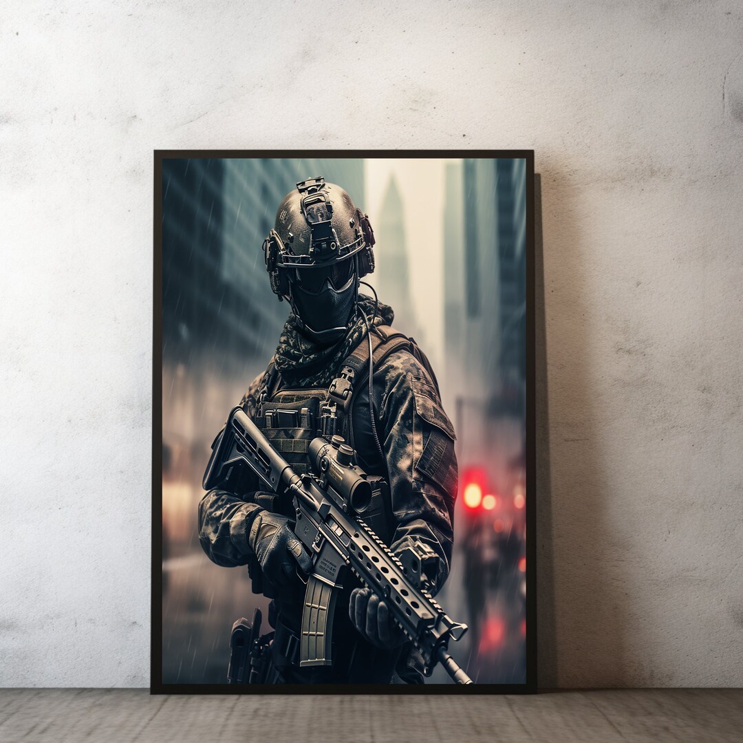Blacked Out Soldier, Call of Duty, Black Framed Poster Print Gift Wall ...