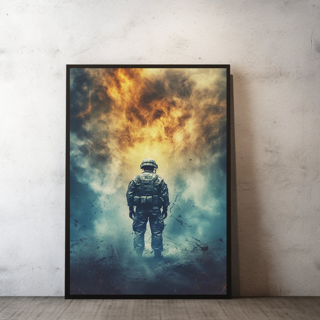 Still Solider, War, Fighting Poster, Black Framed Poster Print Gift ...