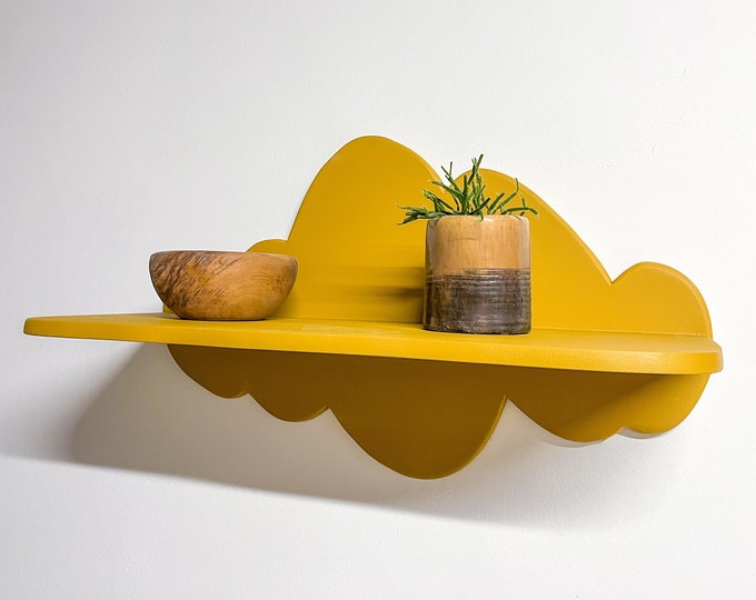 Wavy Floating Shelf, Abstract Shape Colorful Cloud, Decorative Wall ...