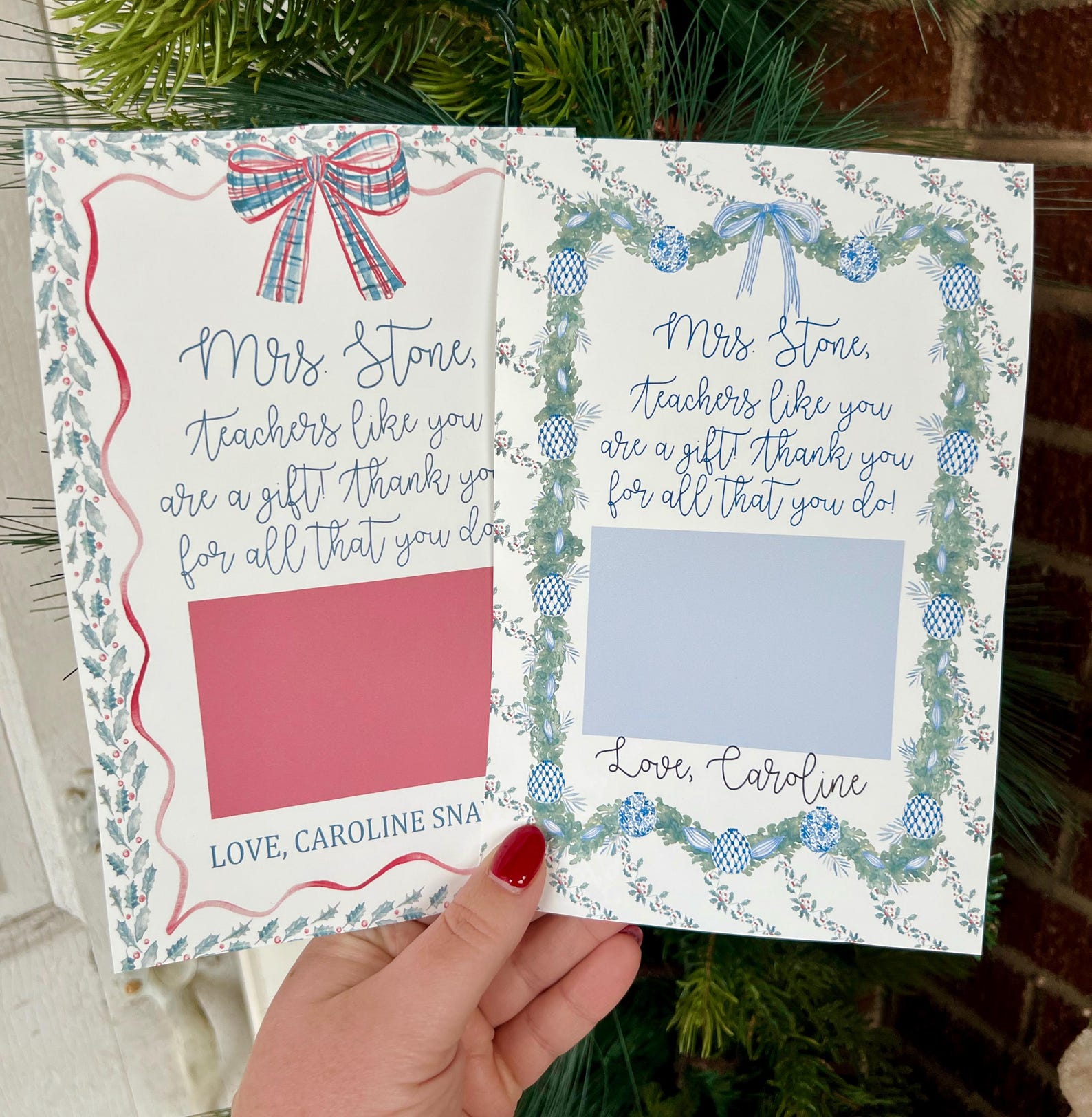 Teacher Christmas Printable Gift Card Holder Instant Grandmillenial ...