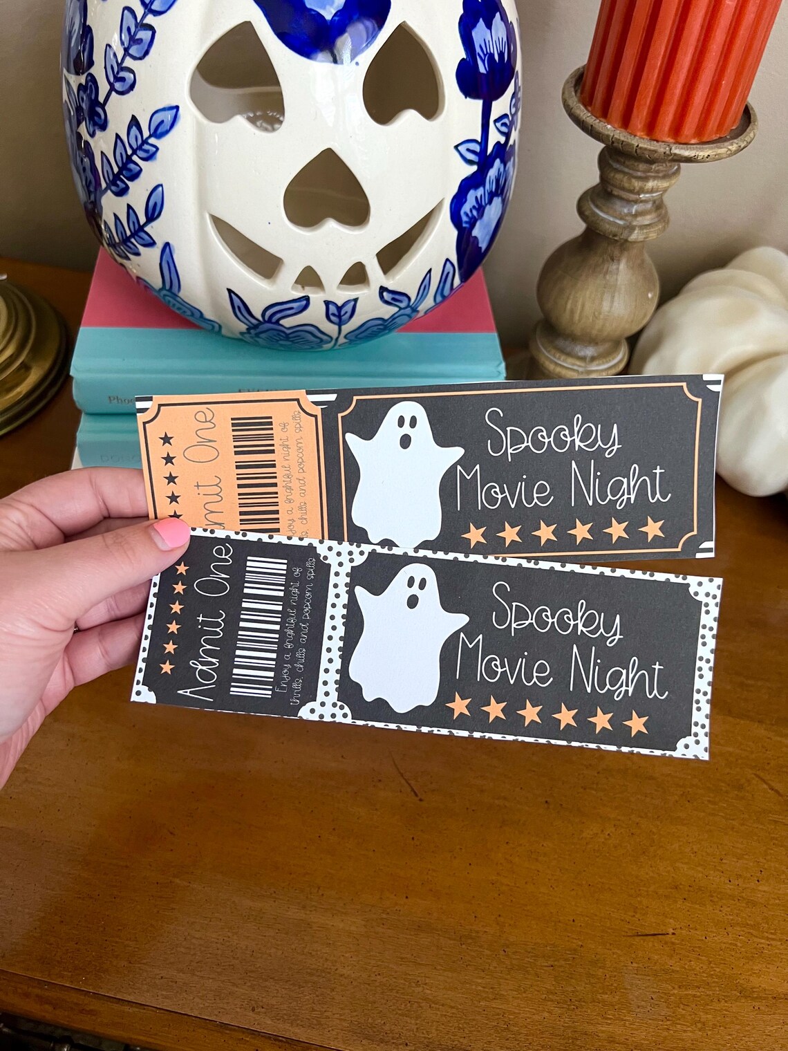 Spooky Movie Night Party Printable Tickets Boo Basket Instant Download ...