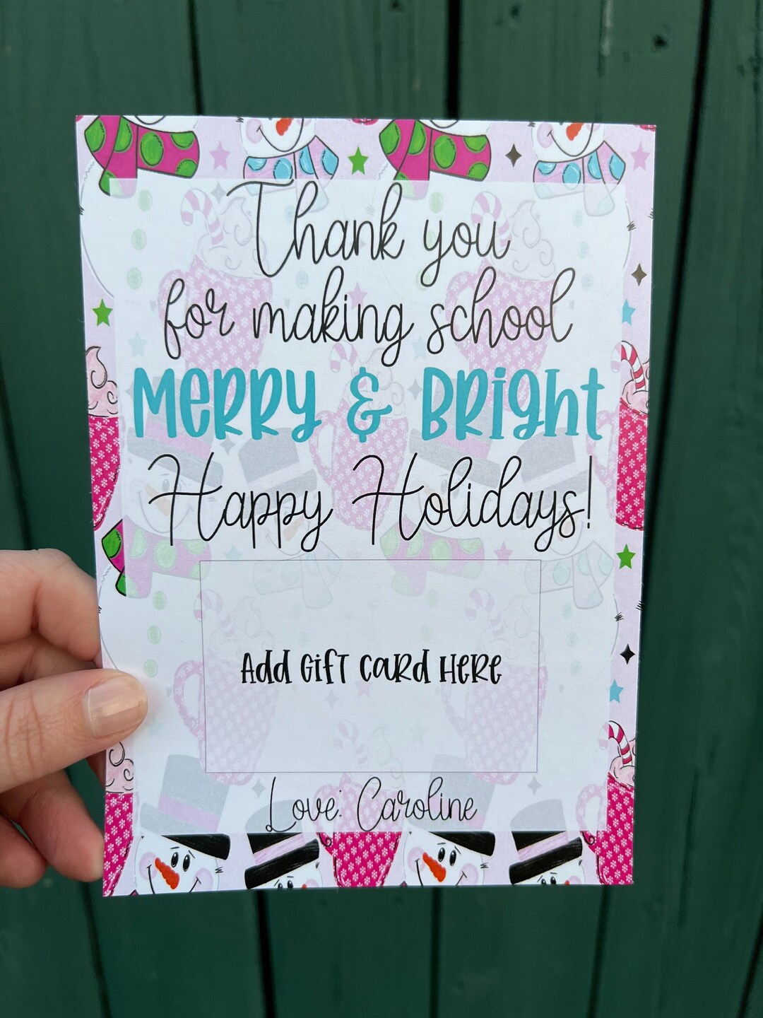 Teacher Christmas Printable Thank You for Making School Merry and ...