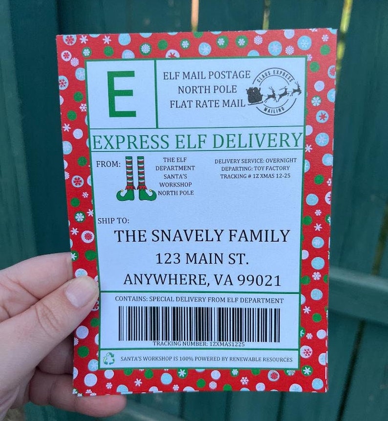 Personalized Elf Arrival Shipping Label: Christmas Countdown (digital ...