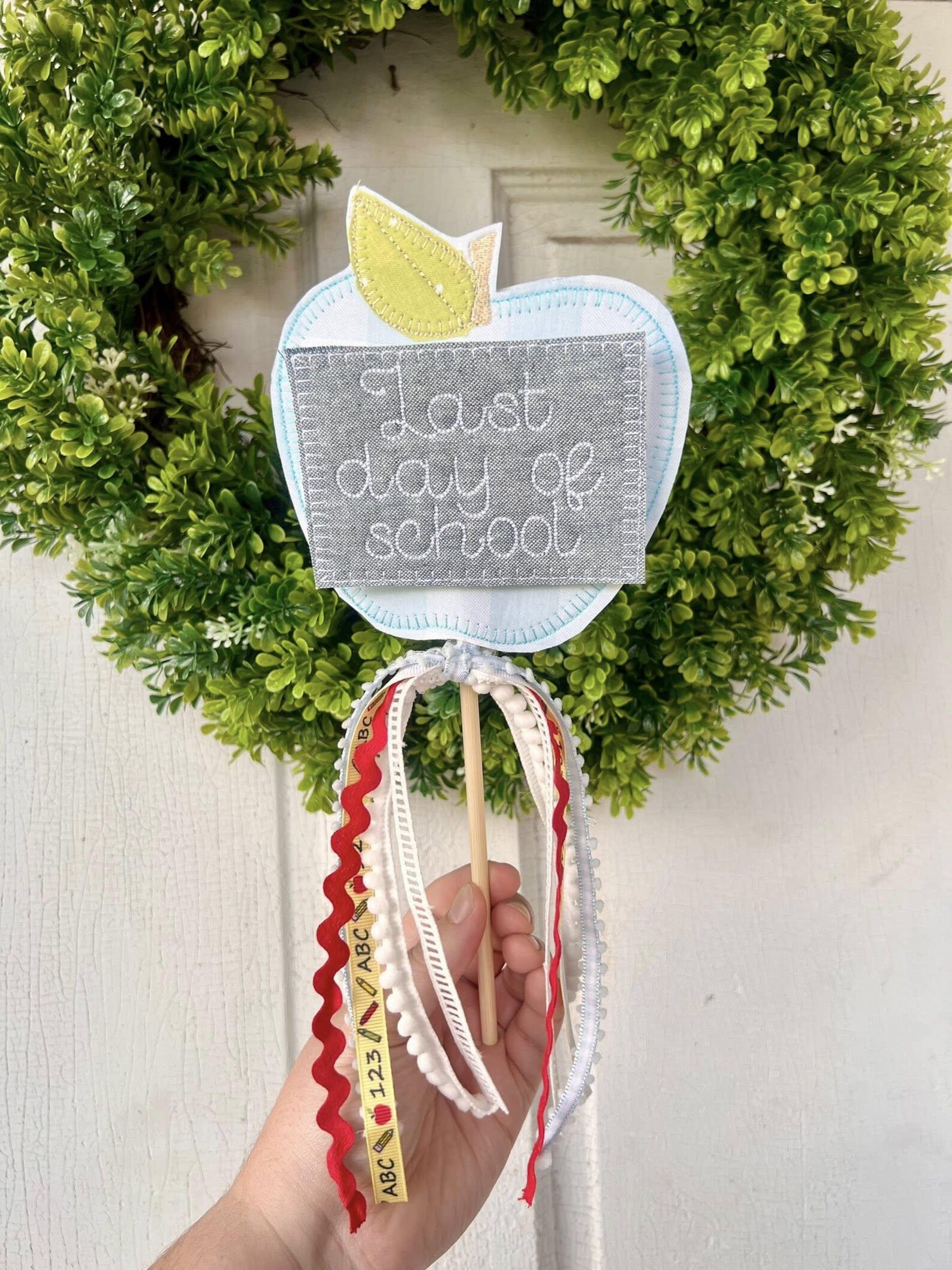 Embroidered First/last Day of School Apple Wand: Monogrammed Keepsake ...