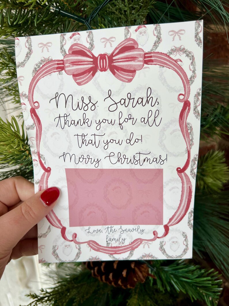 Teacher Christmas Printable Gift Card Holder Instant Grandmillenial ...