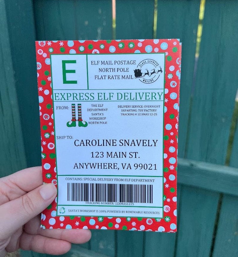 Personalized Elf Arrival Shipping Label: Christmas Countdown (digital ...
