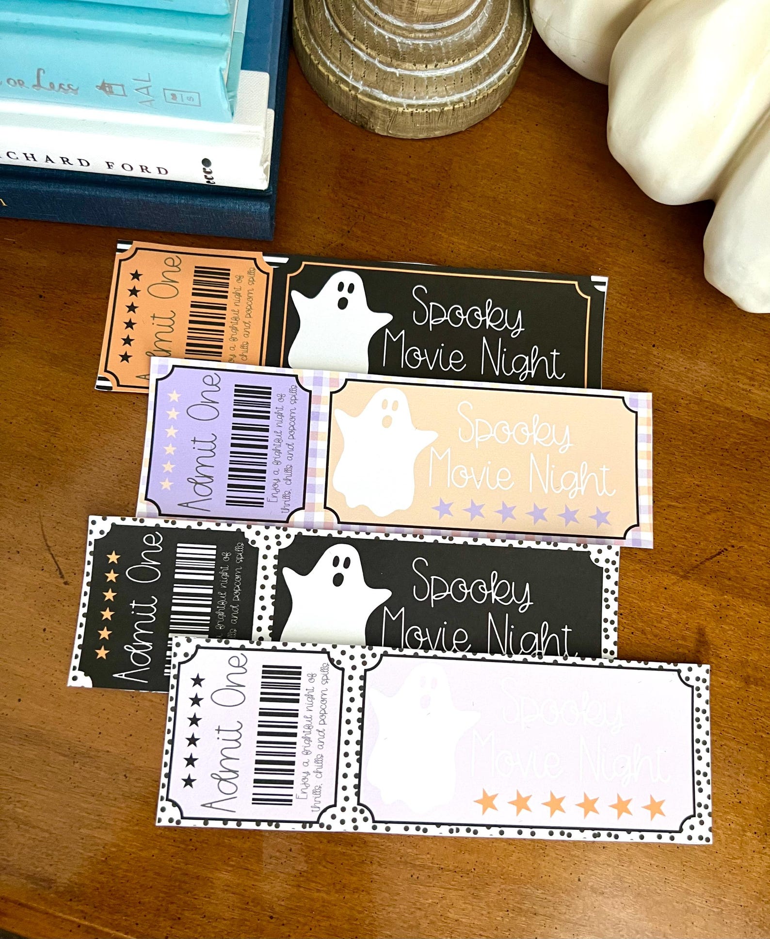 Spooky Movie Night Party Printable Tickets Boo Basket Instant Download ...
