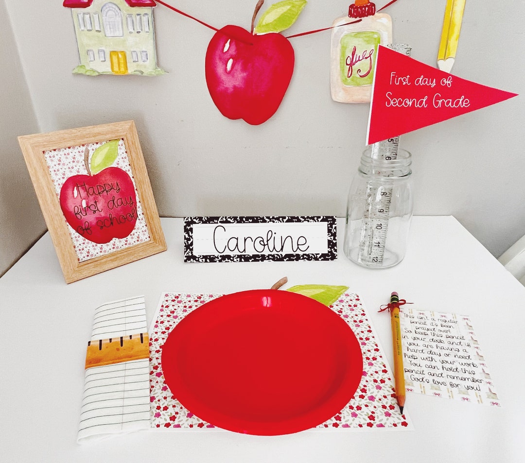 First Day Back to School Breakfast Printable Decor Apple Plate Toddler ...